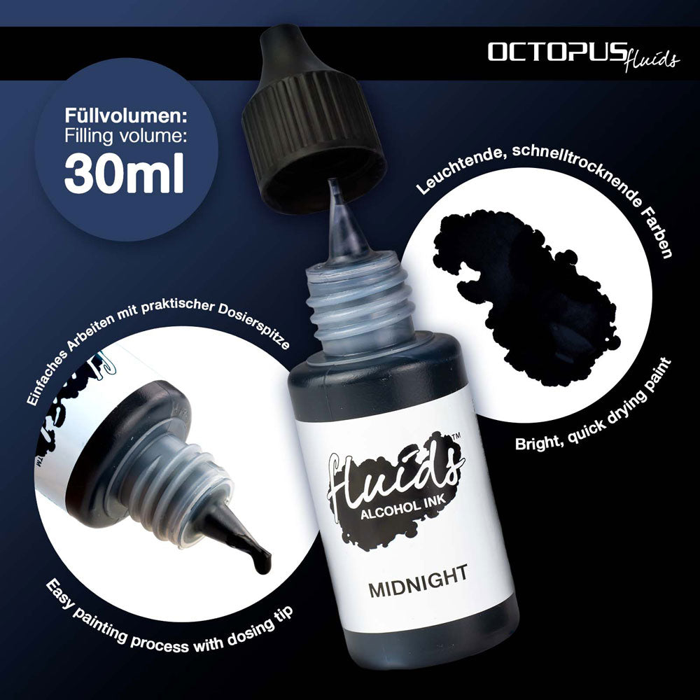 Octopus Fluids Alcohol Ink 30ml Midnight Black – BowerBirdNZ