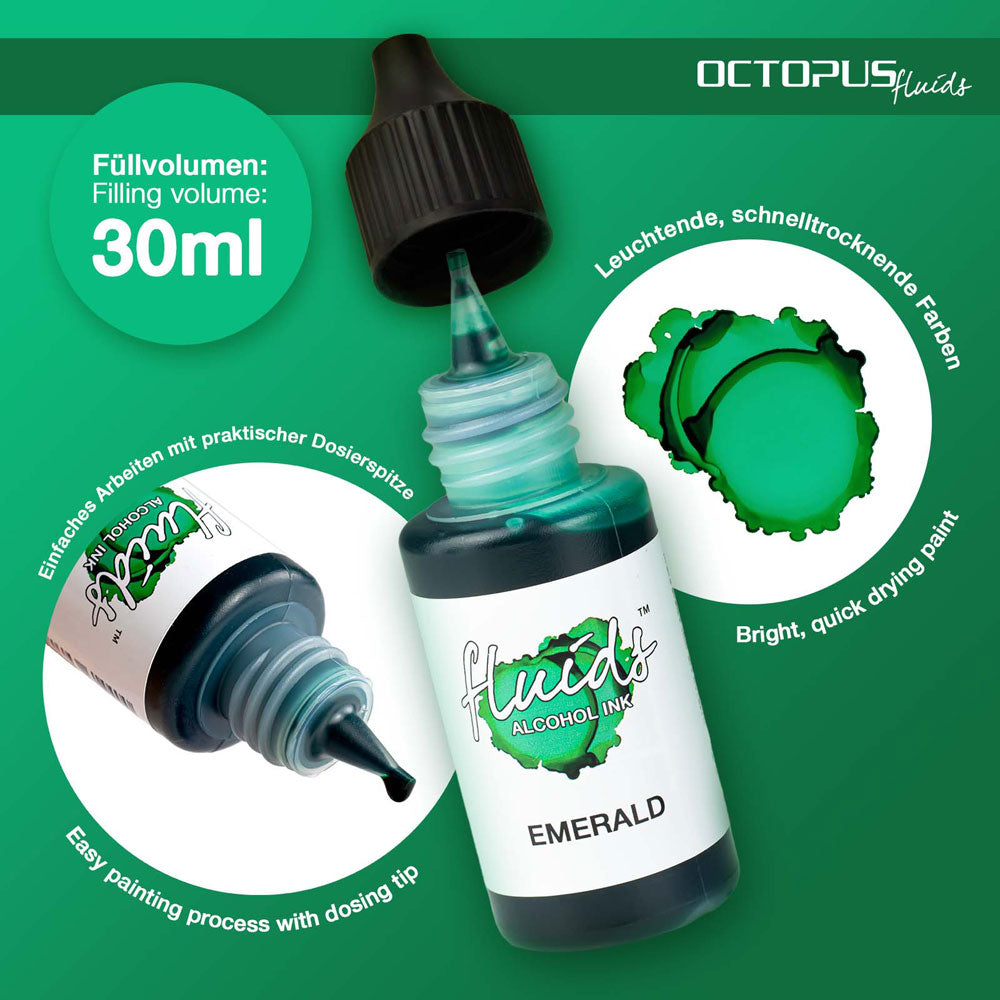 Octopus Fluids Alcohol Ink 30ml Emerald Green – BowerBirdNZ