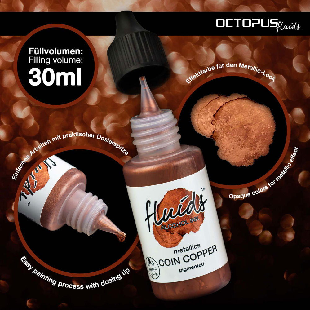 Octopus Fluids Alcohol Ink 30ml Coin Copper – BowerBirdNZ