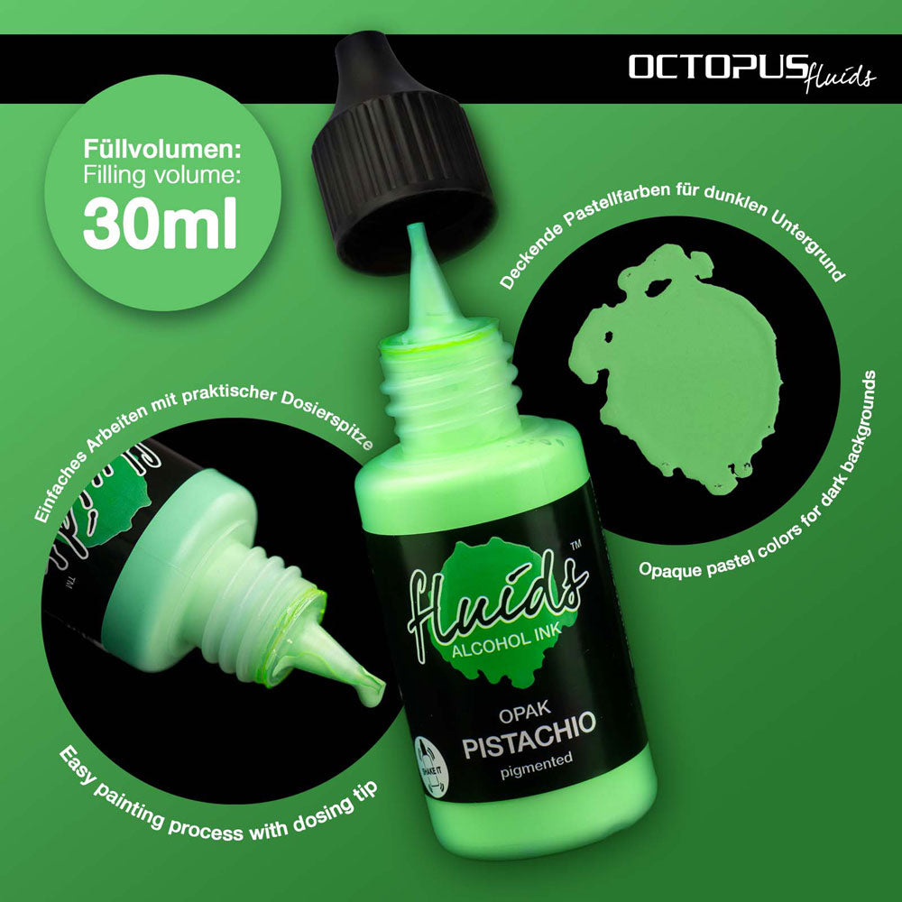 Octopus Fluids Alcohol Ink 30ml Opak Pistachio Green – BowerBirdNZ