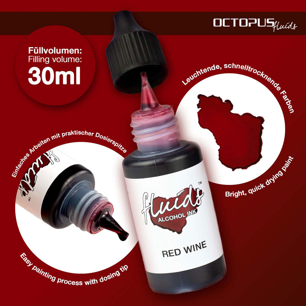 Octopus Fluids Alcohol Ink 30ml Red Wine – BowerBirdNZ